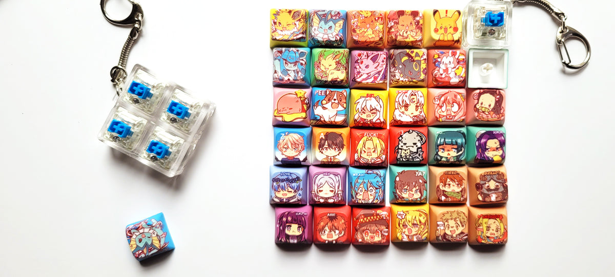 4pc customized lightup keycap fidget keychain (pick 4 designs) – Belli ...